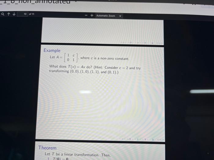 Solved Example Let A=[10c1], where c is a non-zero constant, | Chegg.com