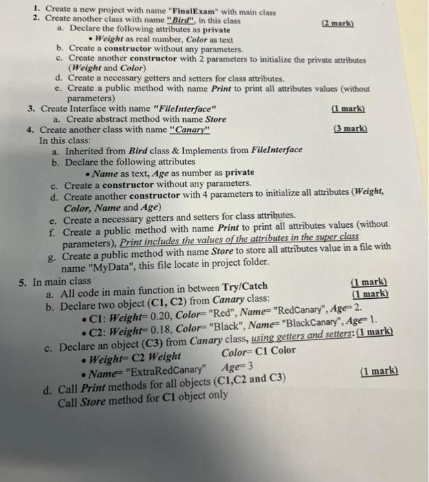 Solved 1. Create a new project with name "FinalExam" with | Chegg.com