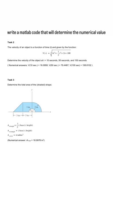 Solved write a matlab code that will determine the numerical | Chegg.com