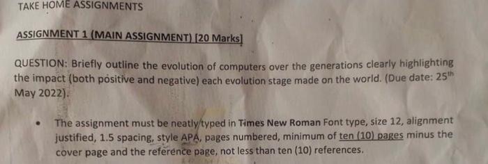 Solved TAKE HOME ASSIGNMENTS ASSIGNMENT 1 (MAIN ASSIGNMENT) | Chegg.com