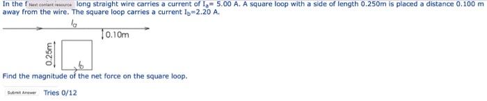 Solved In the free ruce long straight wire carries a current | Chegg.com