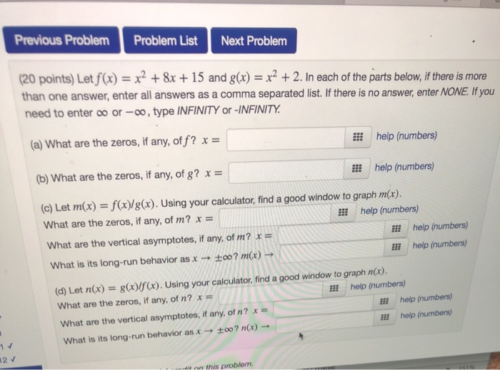 Solved Previous Problem Problem List Next Problem (20 | Chegg.com
