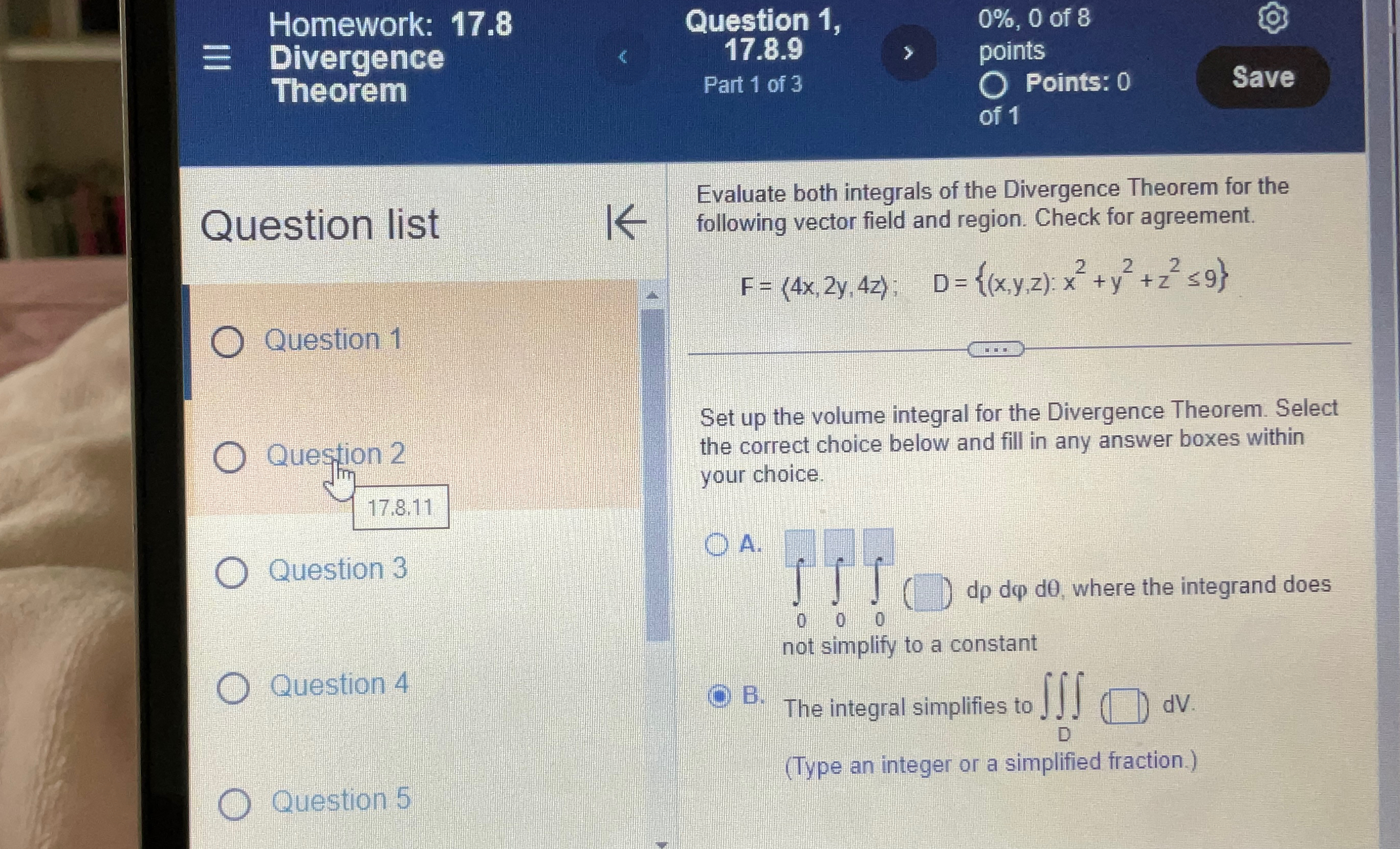 Solved Homework: 17.8DivergenceQuestion 1,0%,0 ﻿of | Chegg.com