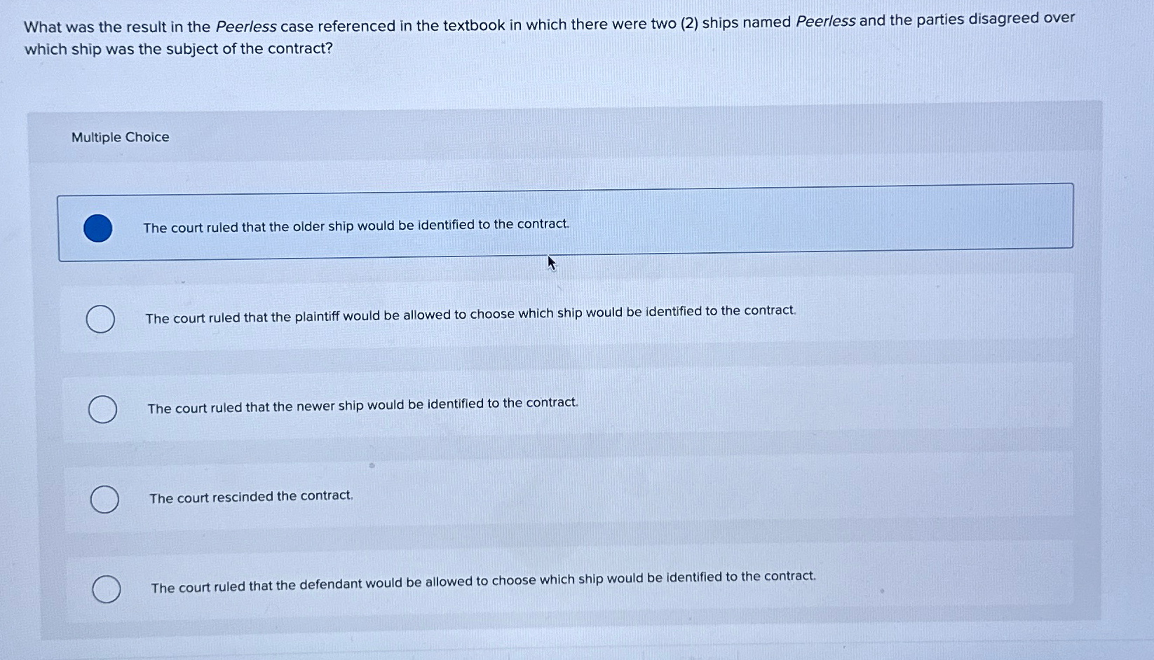 Solved What was the result in the Peerless case referenced | Chegg.com