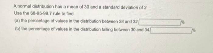 Solved A normal distribution has a mean of 30 and a standard | Chegg.com