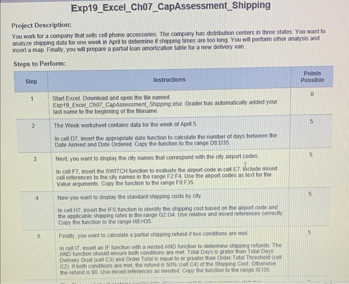 Solved Exp19_Excel_Ch07_CapAssessment_Shipping Project | Chegg.com