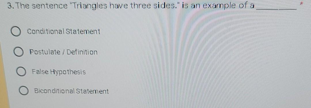 Solved 3. The sentence "Triangles have three sides.' is an | Chegg.com