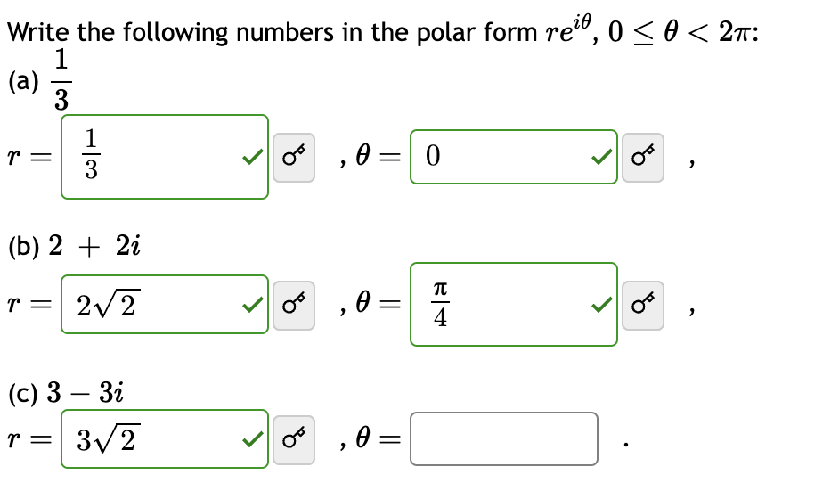 Solved Write the following numbers in the polar form | Chegg.com
