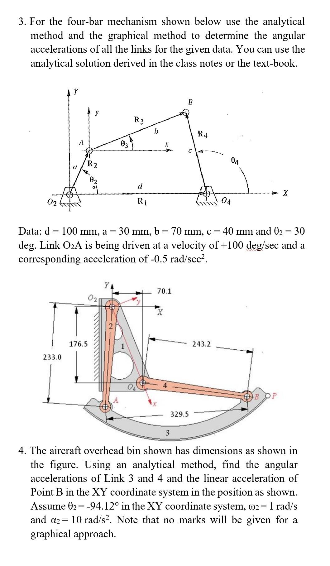 Solved 3. For the four-bar mechanism shown below use the | Chegg.com