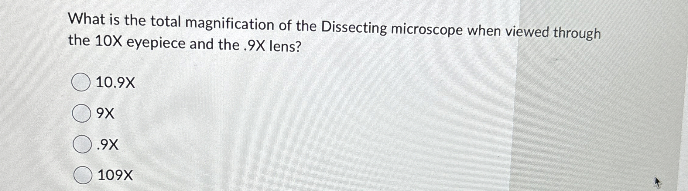 Solved What is the total magnification of the Dissecting | Chegg.com