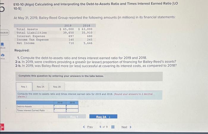 Solved E10-10 (Algo) Calculating and Interpreting the | Chegg.com