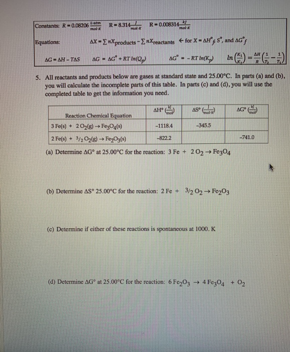 Solved Constants: R=0.08206 R-8.314 R-0.008314.x Equations: | Chegg.com