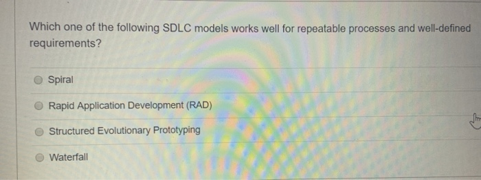 Solved Which one of the following SDLC models works well for | Chegg.com