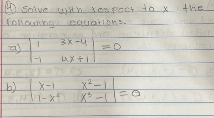 Solved (4) Solve with respect to x the following equations. | Chegg.com