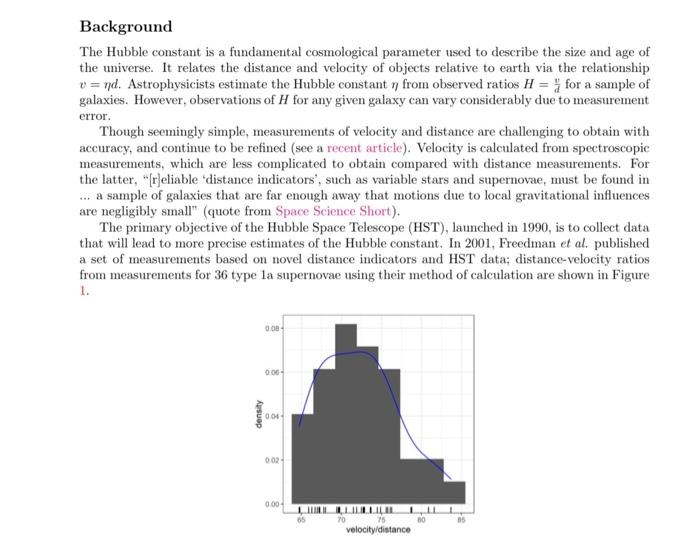 Solved Background The Hubble constant is a fundamental | Chegg.com