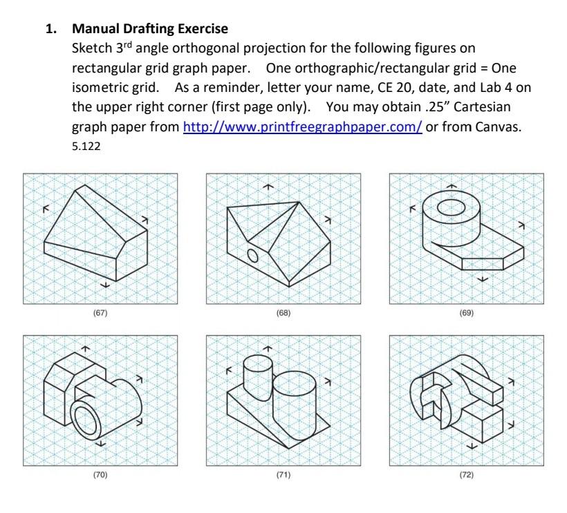 Solved 1. Manual Drafting Exercise Sketch 3rd angle | Chegg.com