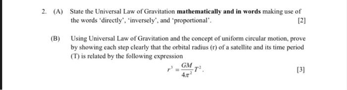 Solved 2. (A) State the Universal Law of Gravitation | Chegg.com