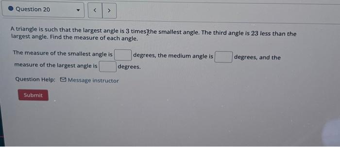 Solved A triangle is such that the largest angle is 3 | Chegg.com
