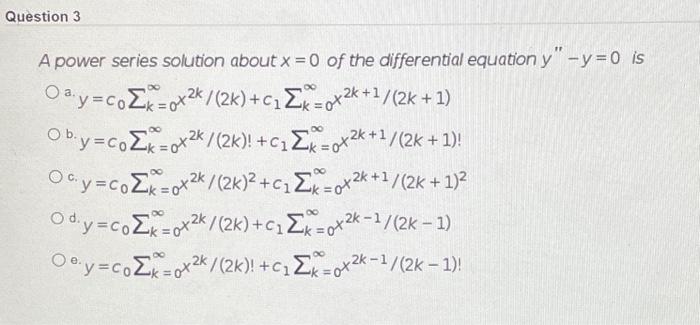 Solved \r\nThe recurrence relation for the power series | Chegg.com