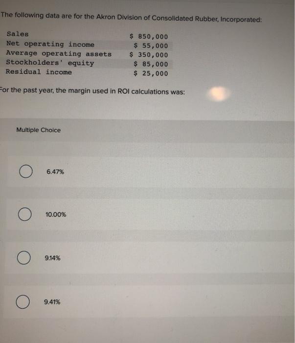 Solved SNO The following data are for the Akron Division | Chegg.com