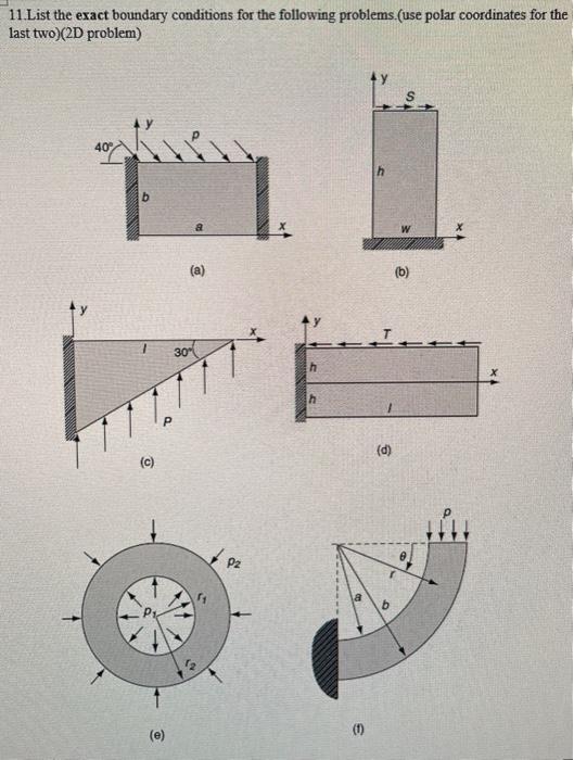 Solved 11.List the exact boundary conditions for the | Chegg.com