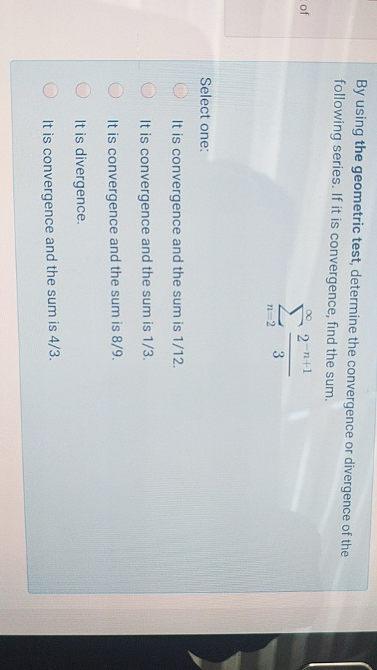 Solved By using the geometric test, determine the | Chegg.com