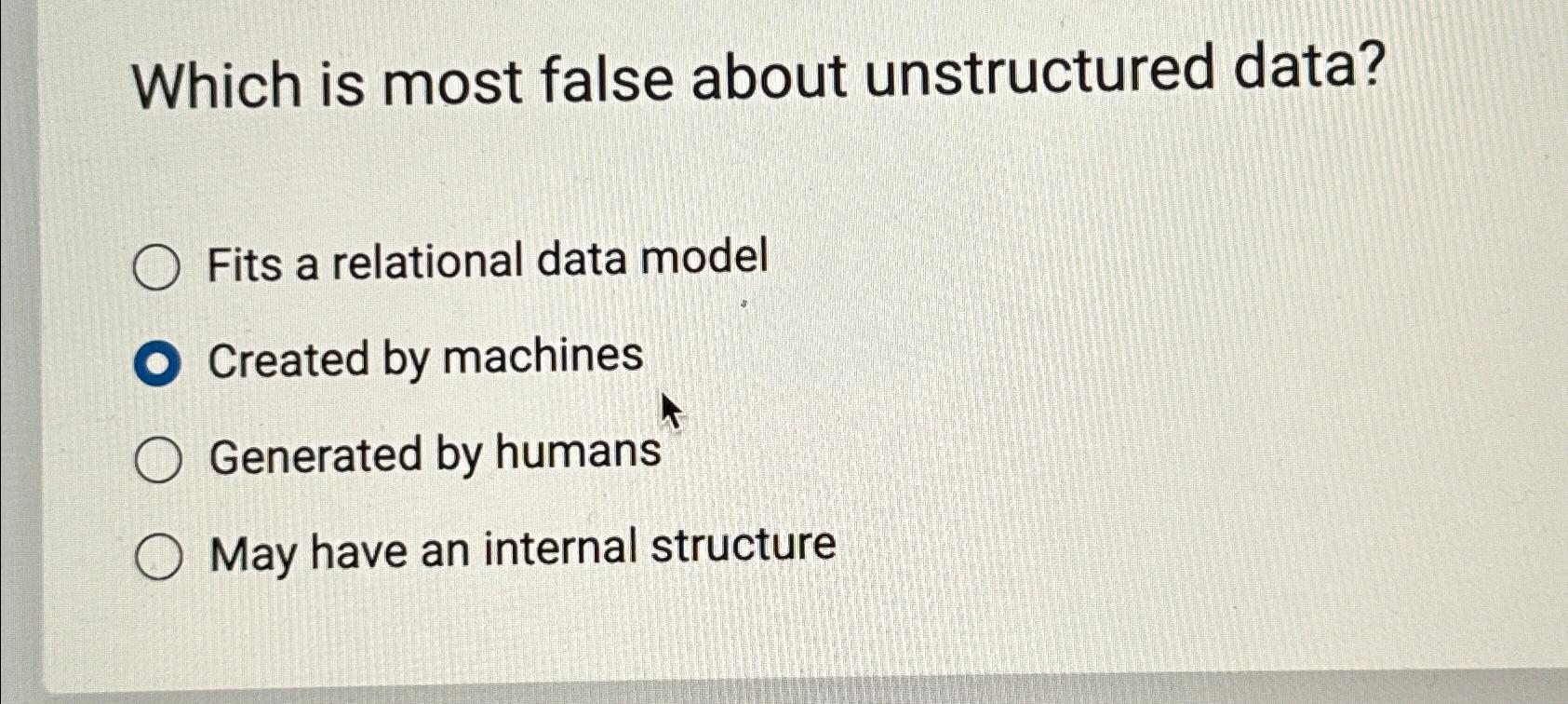 Solved Which is most false about unstructured data?Fits a | Chegg.com