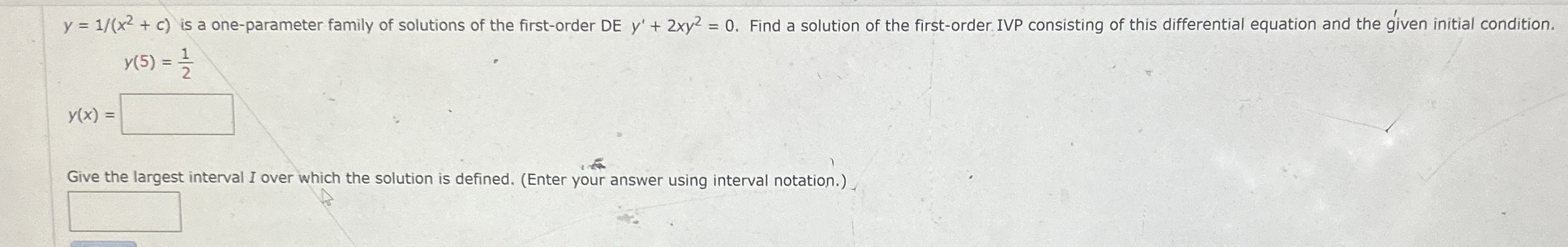 Solved y=1x2+c ﻿is a one-parameter family of solutions of | Chegg.com