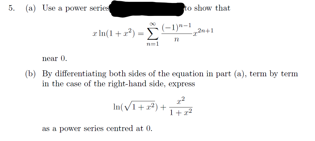 Solved (a) ﻿Use a power seriesto show | Chegg.com