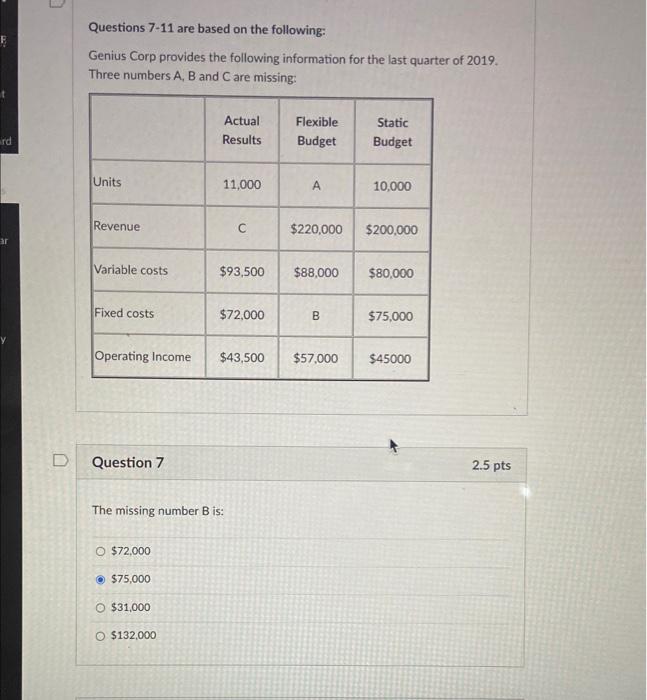 Solved Questions 7-11 are based on the following: Genius | Chegg.com