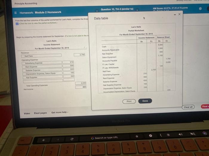 Principle Accounting Homework: Module 2 Homework From | Chegg.com