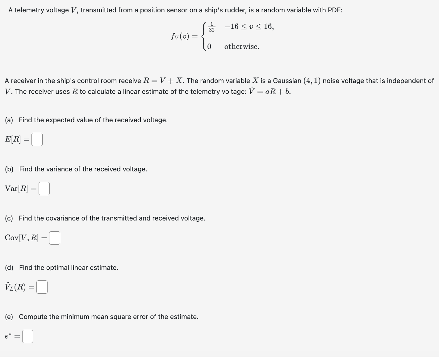 Solved A telemetry voltage V, ﻿transmitted from a position | Chegg.com