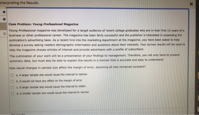 Solved Interpreting the Results Case Problem: Young | Chegg.com