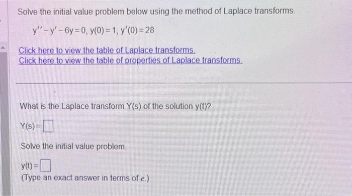 Solved Solve the initial value problem below using the | Chegg.com
