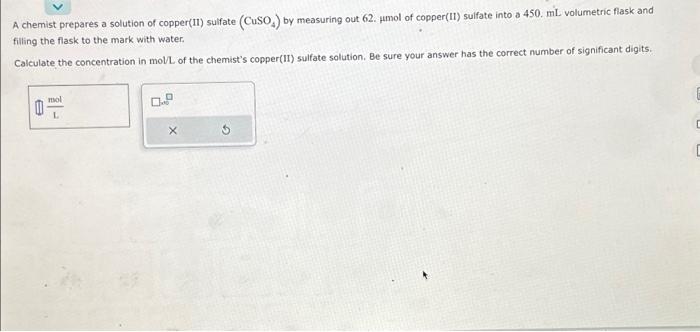 Solved A chemist prepares a solution of copper(II) sulfate | Chegg.com