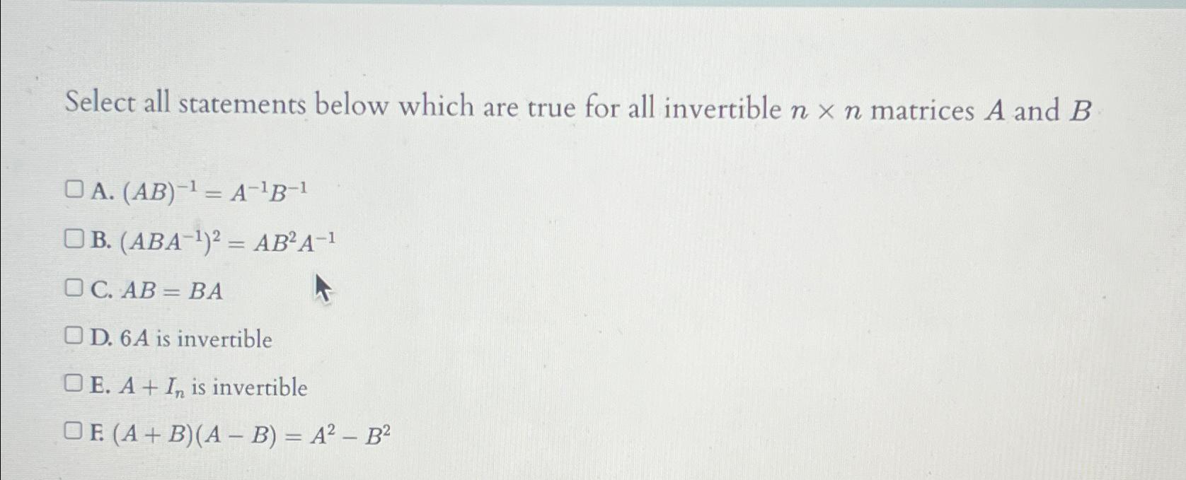 Solved Select all statements below which are true for all | Chegg.com