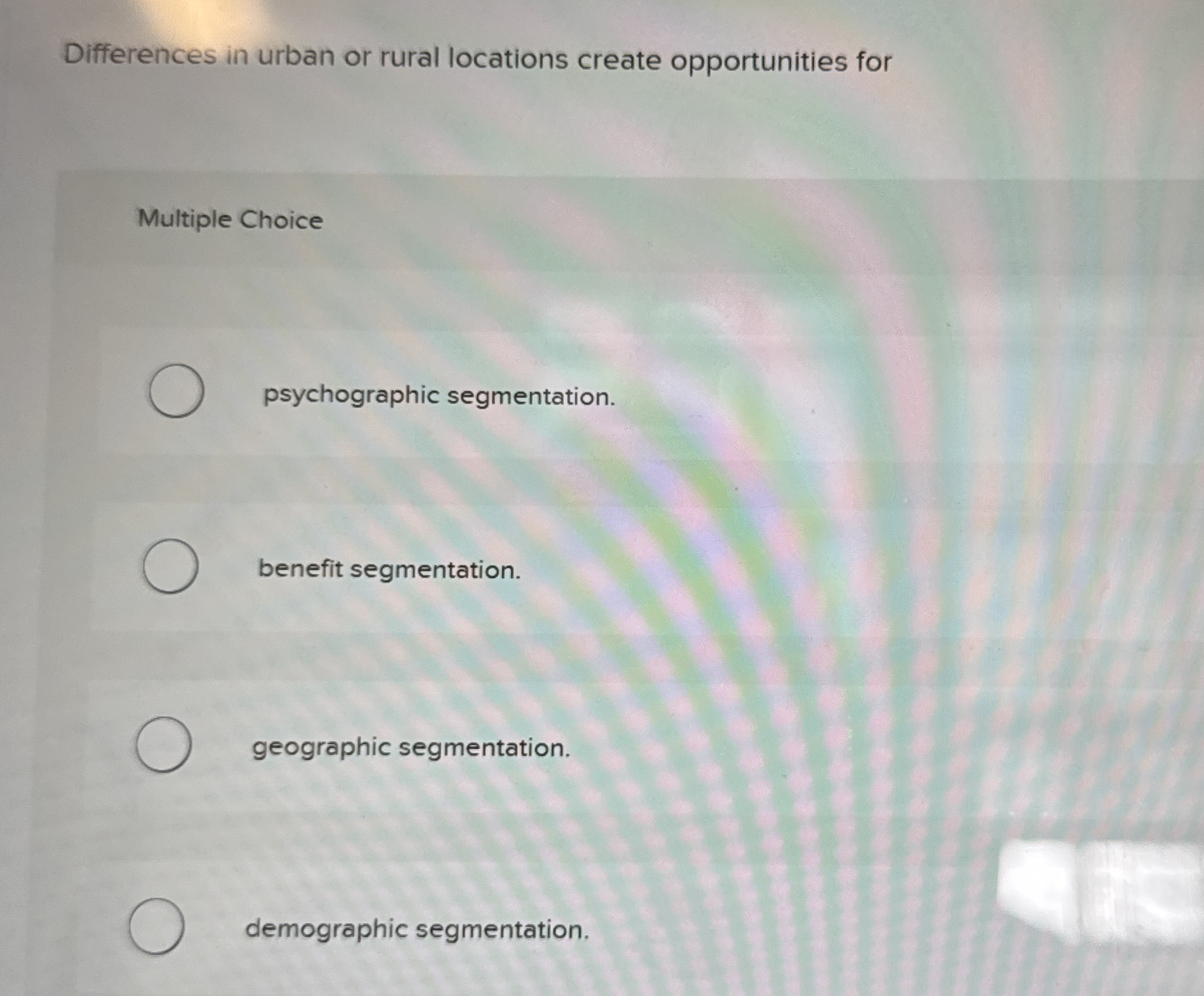 Solved Differences in urban or rural locations create | Chegg.com