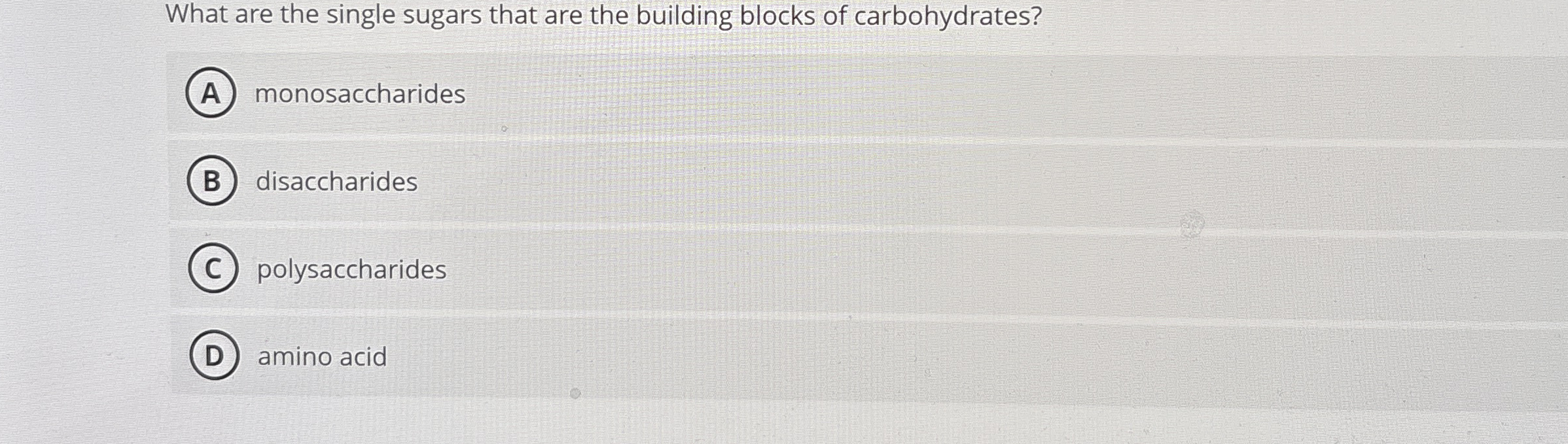 Solved What are the single sugars that are the building | Chegg.com