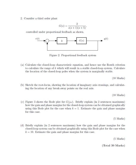 Solved 2. Consider a third order plant G(s)=s(s+1)(s+5)2, | Chegg.com