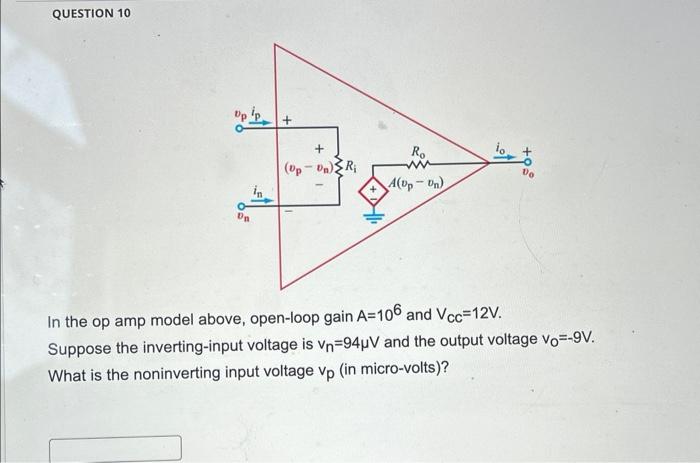 Solved QUESTION 10 In the op amp model above, open-loop gain | Chegg.com