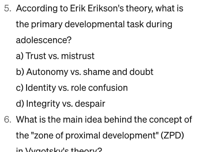 Solved According to Erik Erikson's theory, what is the | Chegg.com