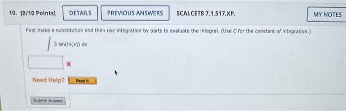 Solved First make a substitution and then use integration by | Chegg.com Solved First make a substitution and then use integration by | Chegg.com