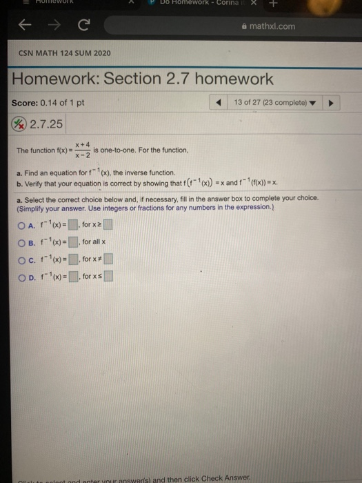 Solved полемиол Do Homework - Corina + a mathxl.com CSN MATH | Chegg.com