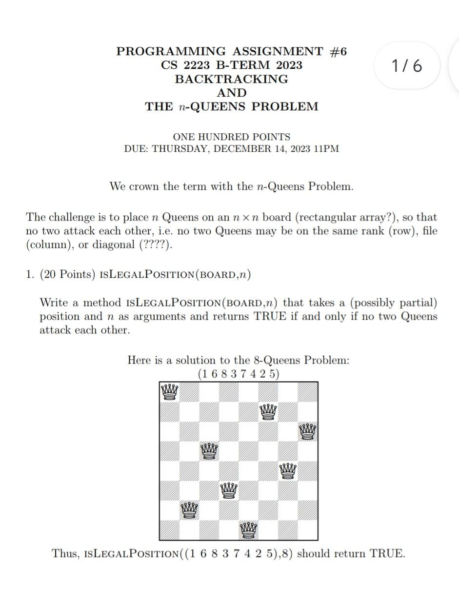 Solved PROGRAMMING ASSIGNMENT \#6 CS 2223 B-TERM 2023 | Chegg.com
