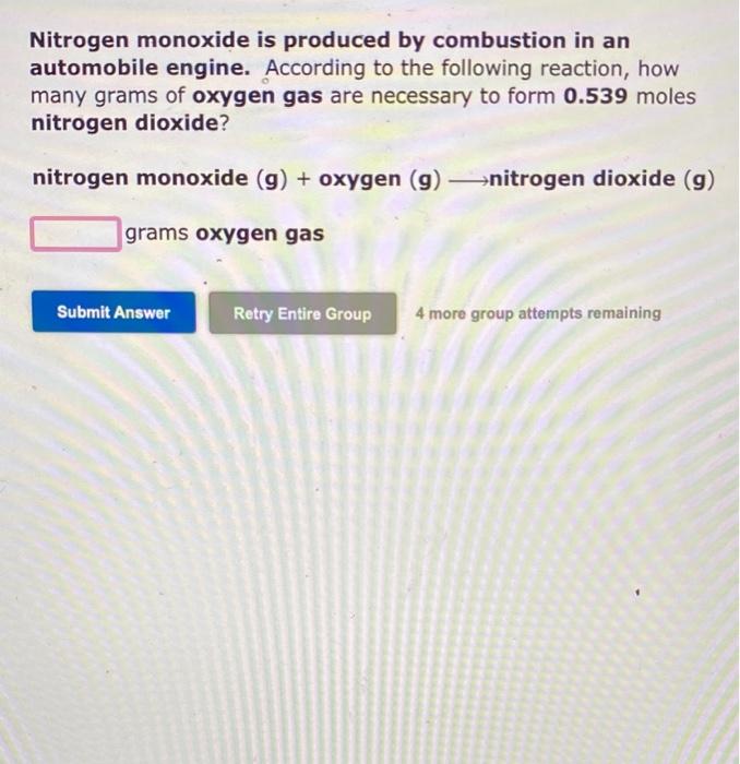Solved Nitrogen monoxide is produced by combustion in an | Chegg.com