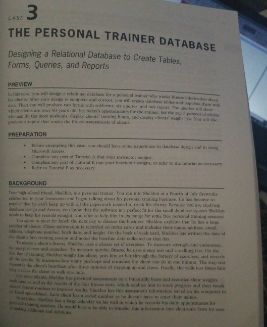The Personal Trainer Database BO ASSIGNMENT 2: | Chegg.com