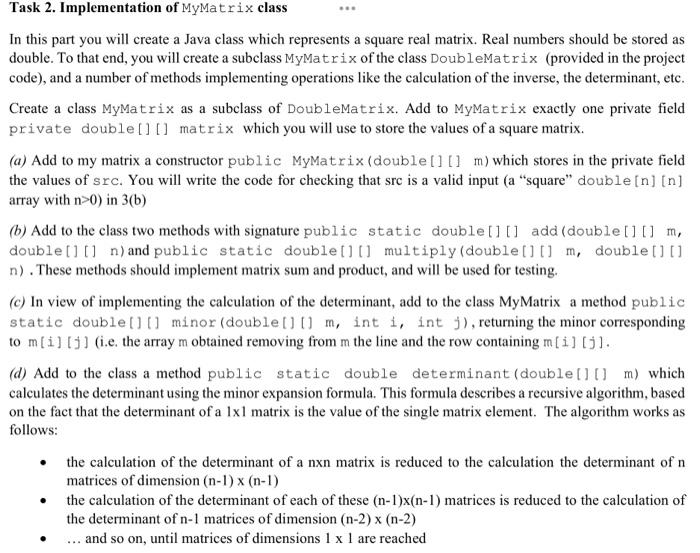Solved In this part you will create a Java class which | Chegg.com