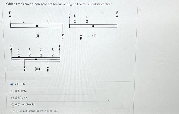which cases have a non-zero net torque acting on the | Chegg.com