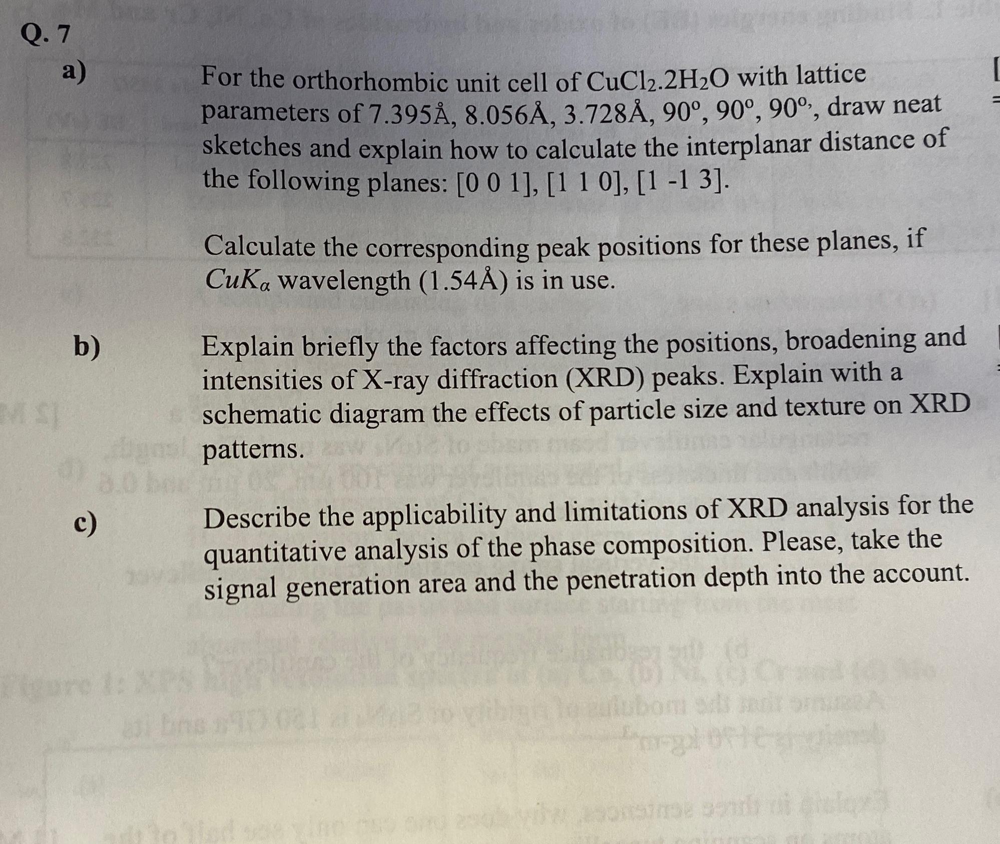 Solved Q.7a) ﻿For the orthorhombic unit cell of CuCl2.2H2O | Chegg.com
