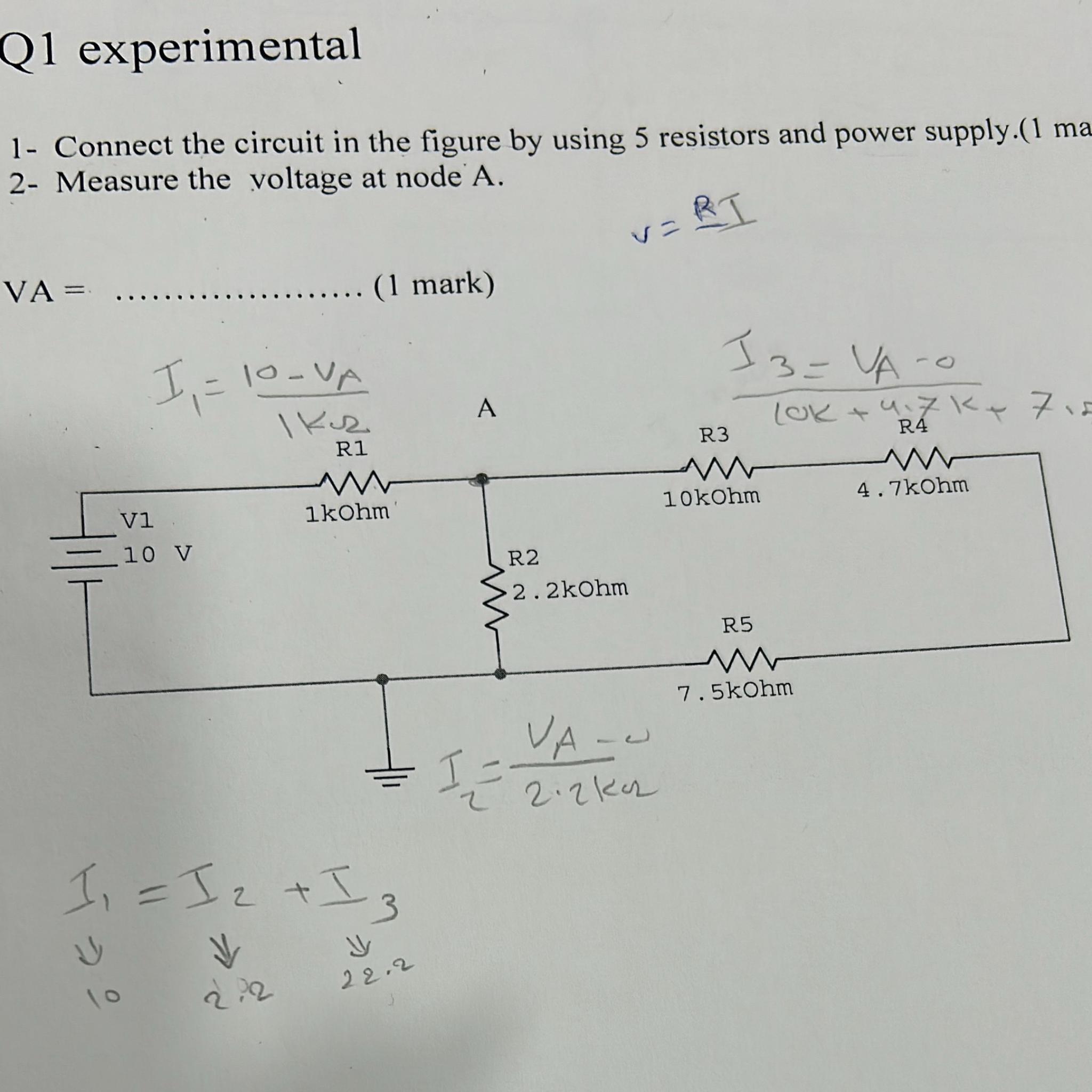 Solved Q1 ﻿experimental1- ﻿Connect the circuit in the figure | Chegg.com
